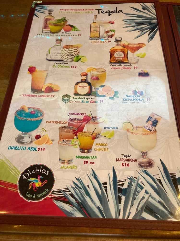 Menu at Diablos Tacos & Mezcalería pub & bar, Little Rock