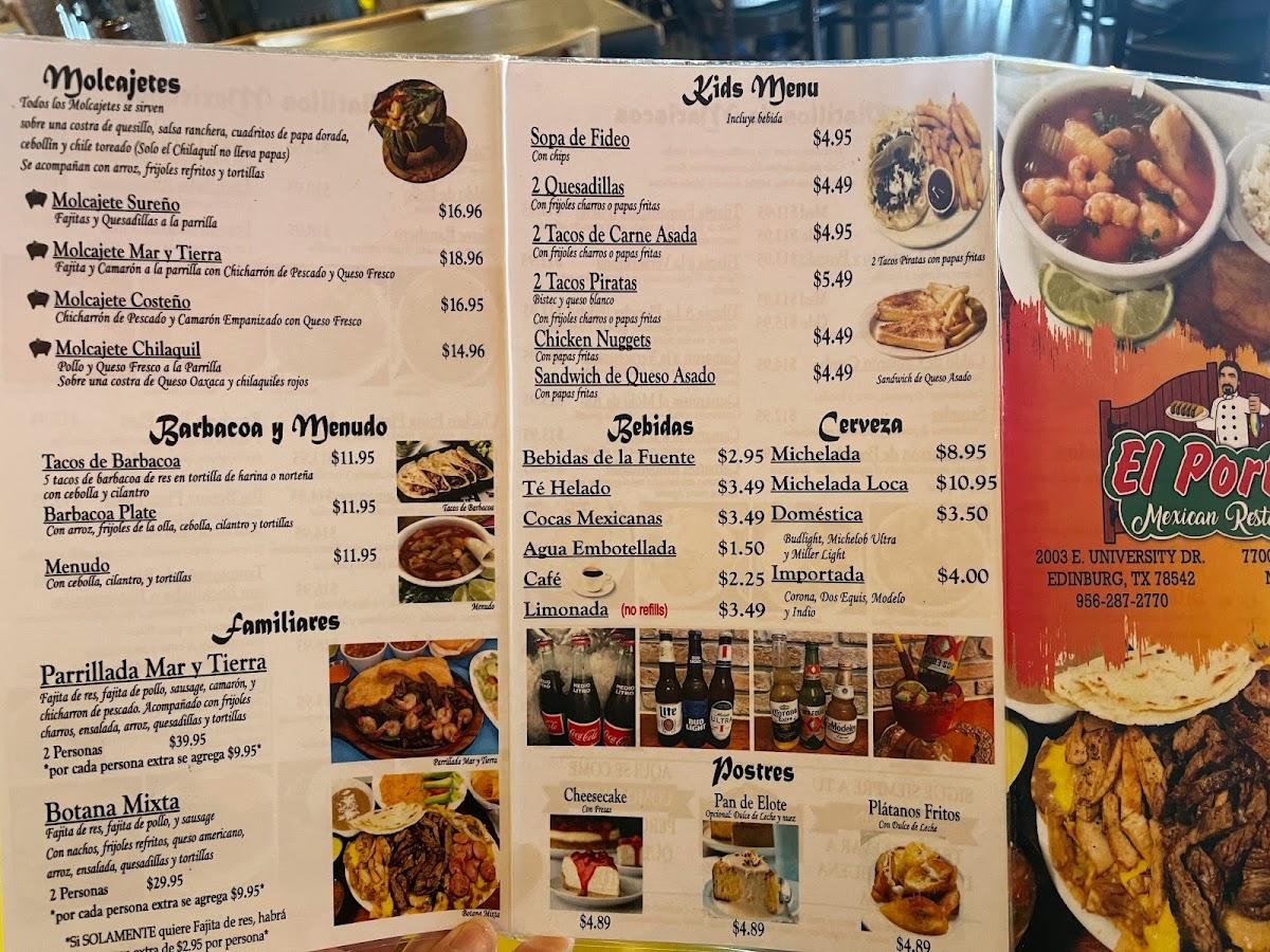 Menu at El Portón Mexican Restaurant McAllen, McAllen