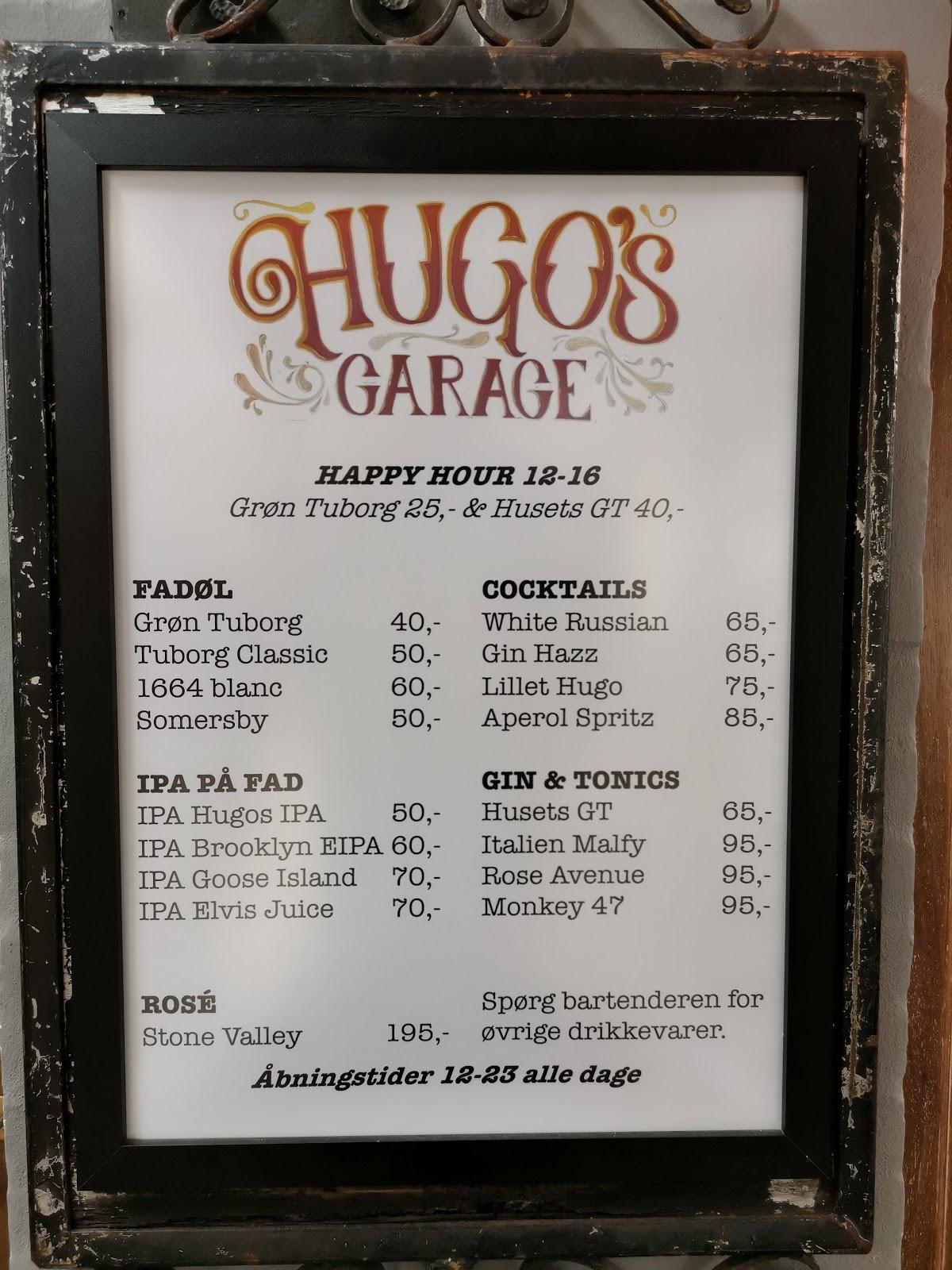 Menu at Hugos Garage pub & bar, Aalborg