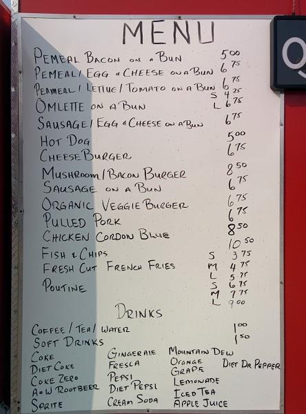Menu at Jim's Joint restaurant, Trail, Old Waneta Rd