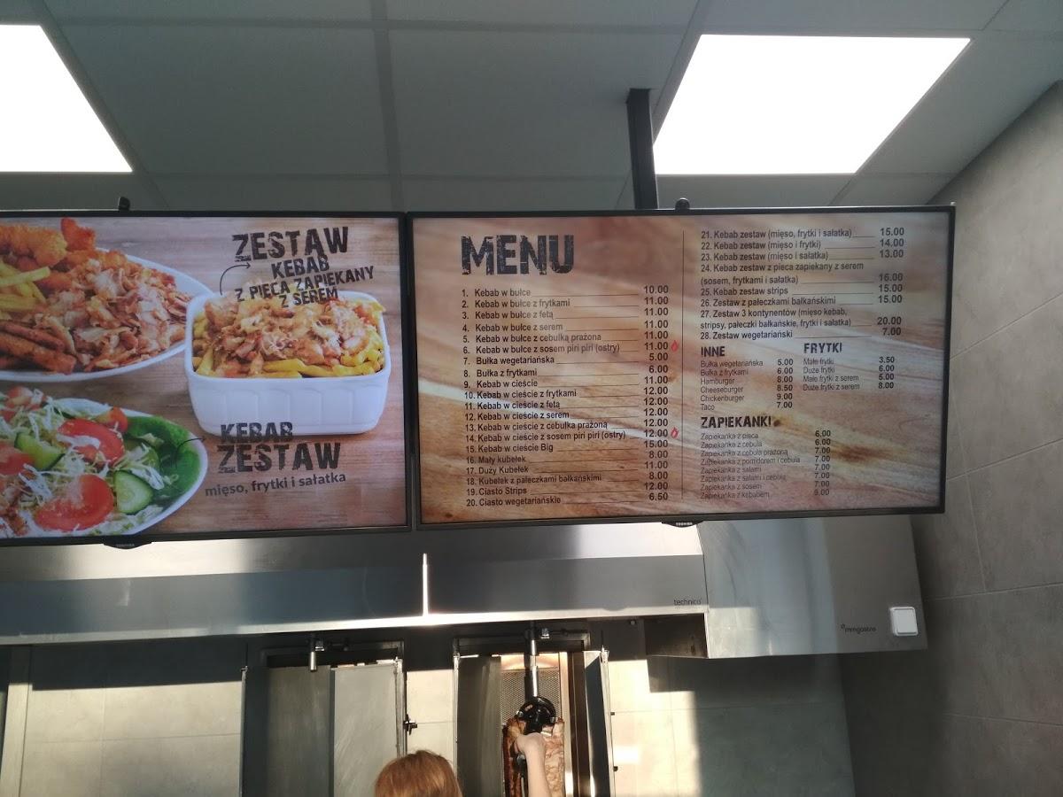 Menu at Kebab Ahmed restaurant, Międzybrodzie Bialskie