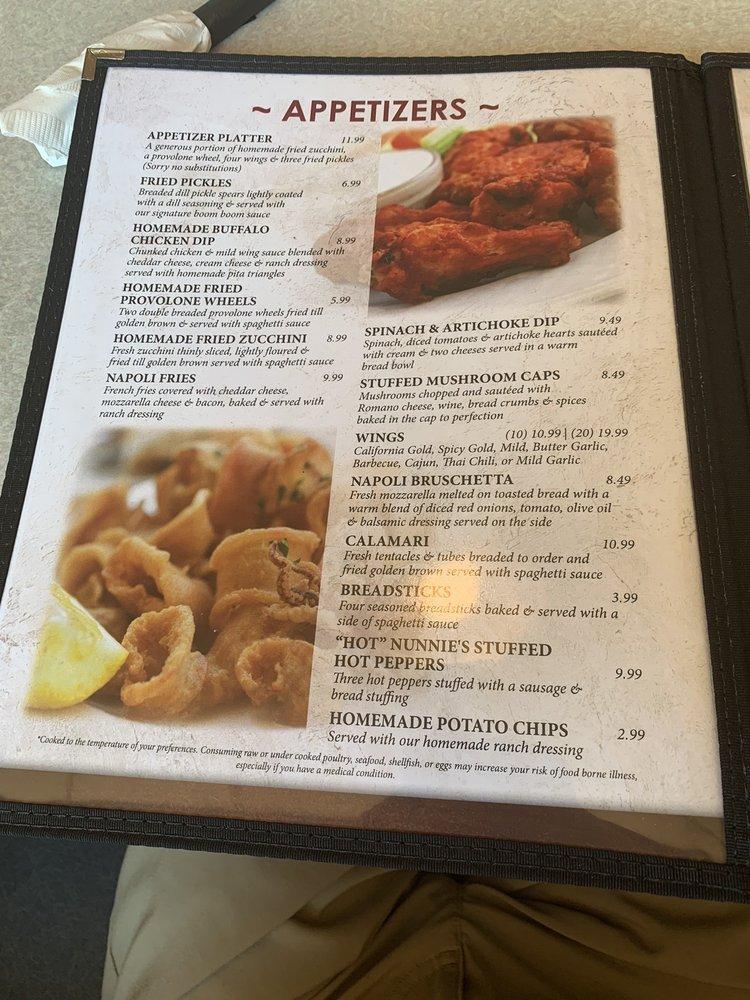 Menu at Napoli Restaurant, Bridgeville, Washington Pike