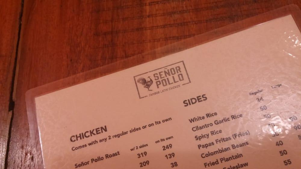 Menu at Señor Pollo restaurant, Makati, Ebro