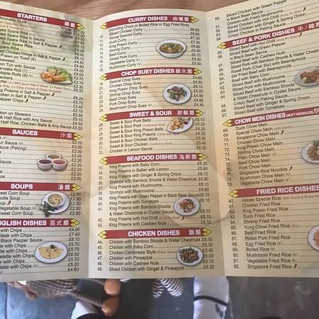 Menu at Sing Lee fast food, Abergavenny
