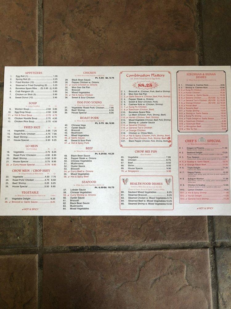 Menu at Cheng's Gourmet restaurant, New Lexington