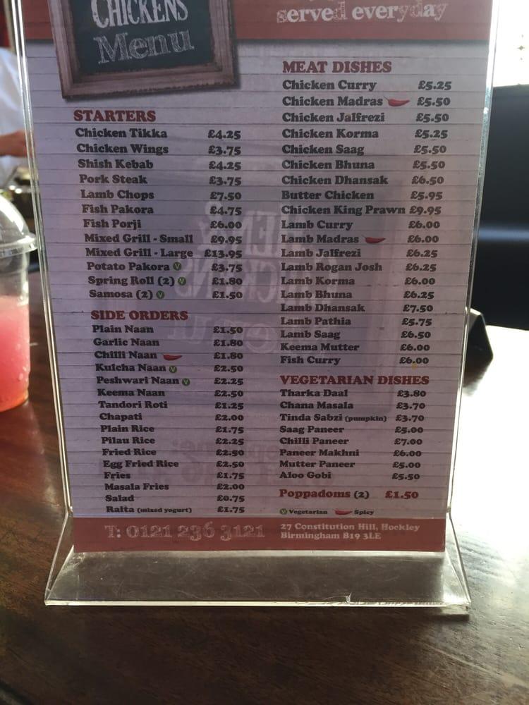 Menu at Hen & Chickens pub & bar, Birmingham