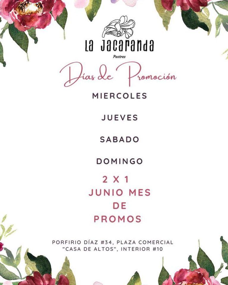 Menu at LA JACARANDA desserts, Asunción Nochixtlán