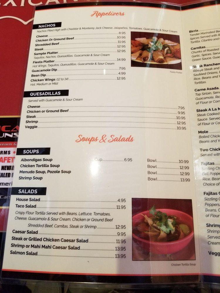 Menu at La Posada Real restaurant, Carson City