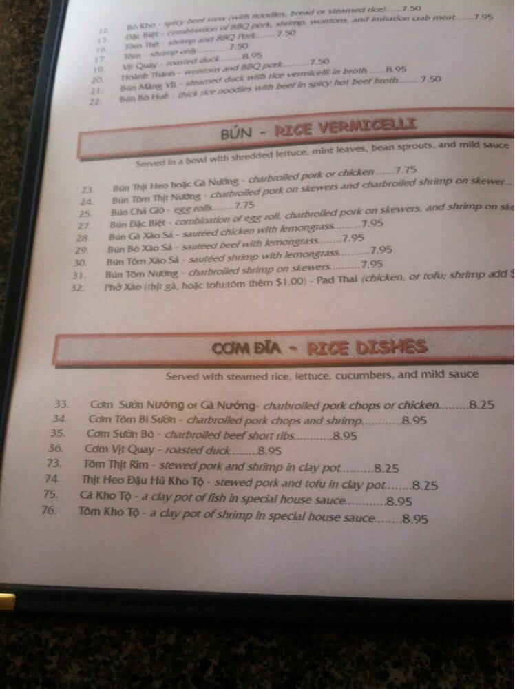 Carta de Linh Son Restaurant, Federal Way