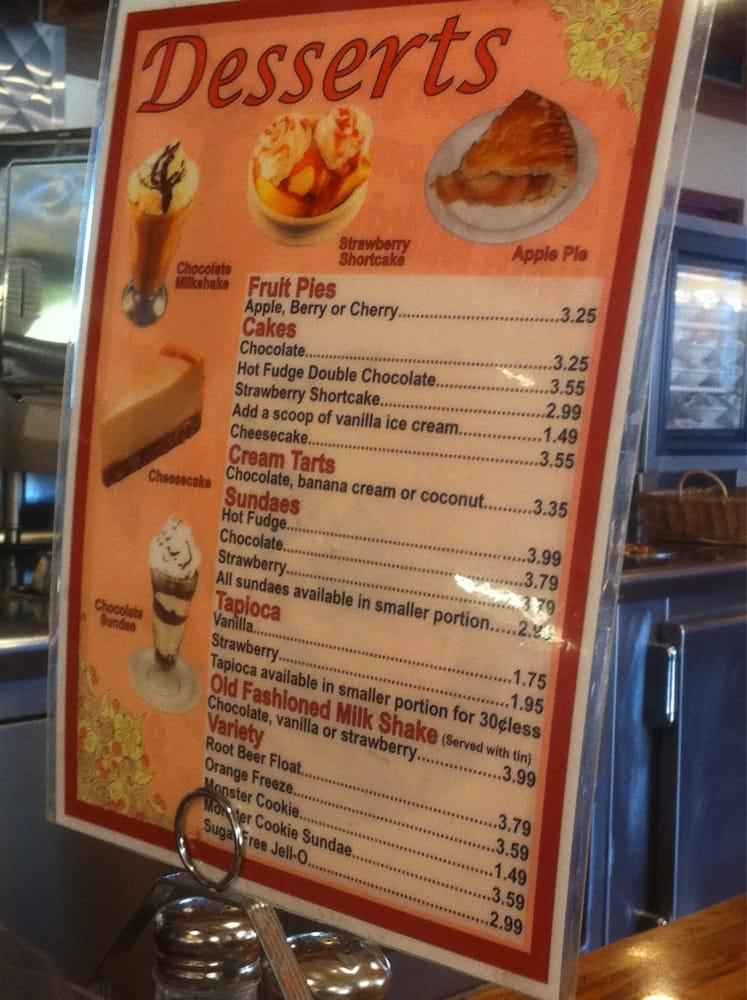 Menu at Mr. Perry's Diner cafe, Sacramento