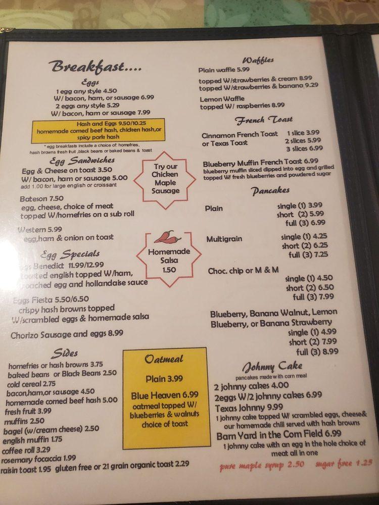 Menu at Shawsheen Luncheonette restaurant, Andover