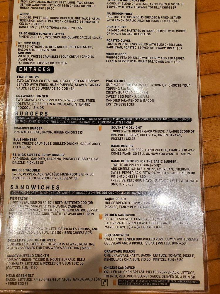 Menu at St. Nicholas Landmark pub & bar, Chester