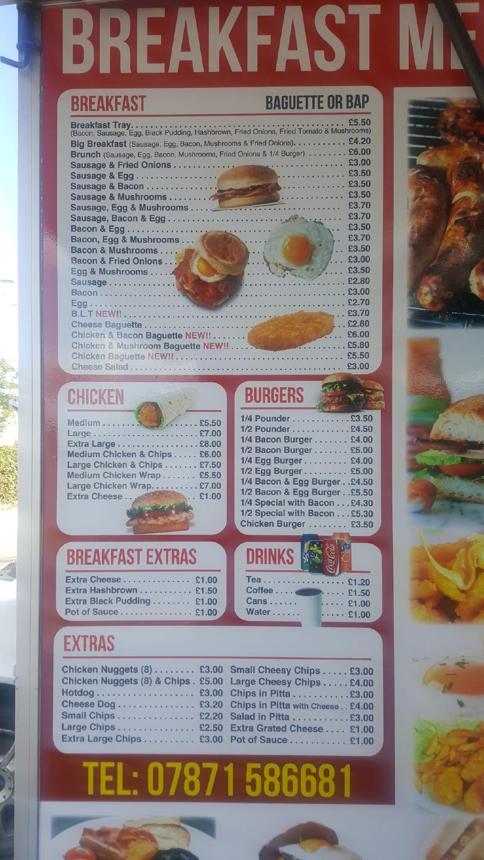 Menu at Wickes Kebab & Burger Van restaurant, Swindon