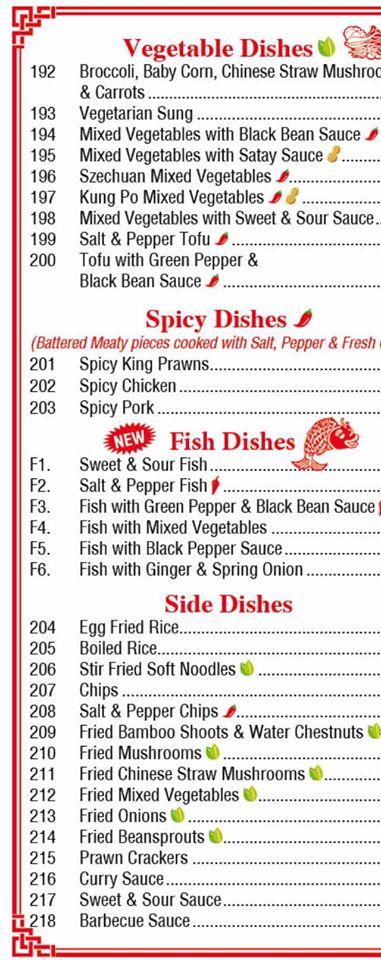 Menu at Wing Lok Chinese Takeaway fast food, Kingswinford