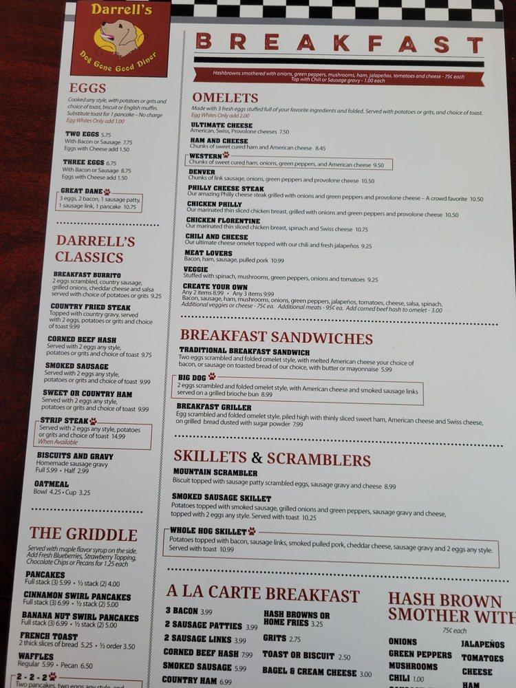 Menu at Darrell's Dog Gone Good Diner restaurant, Gainesville