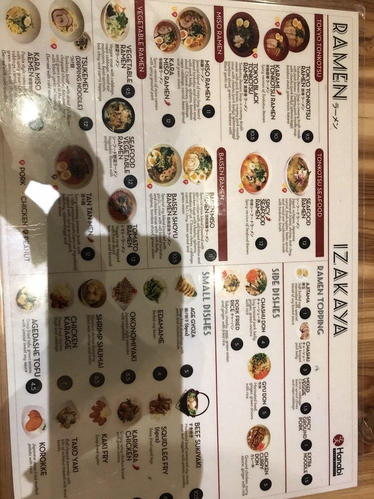 Menu at Hanabi Ramen Carrollton restaurant, Carrollton