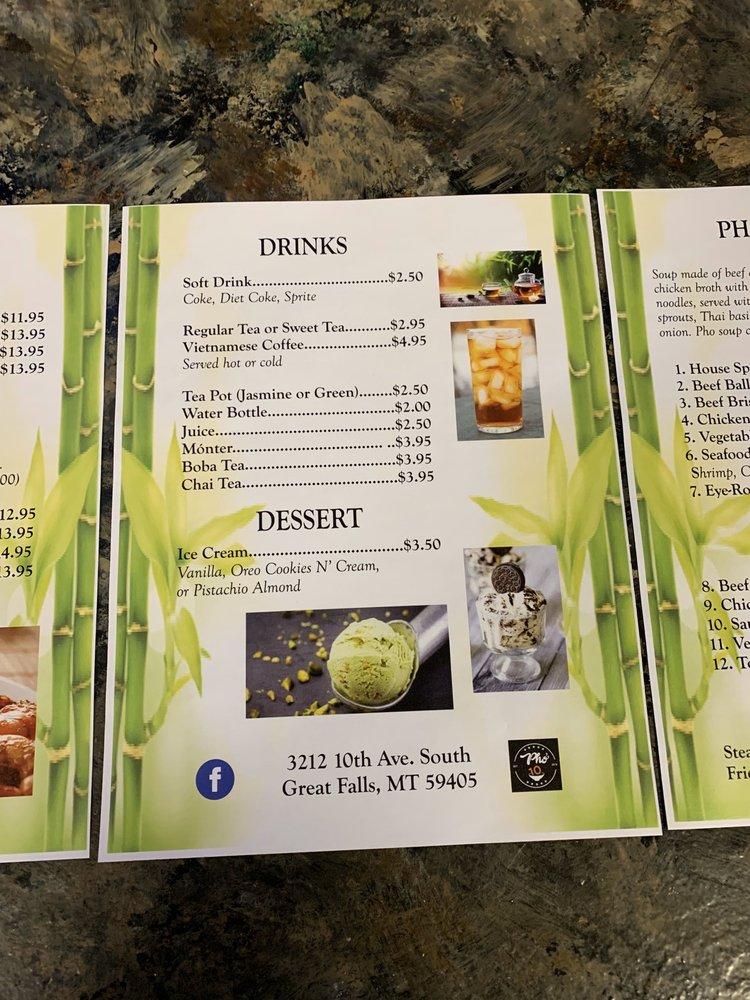 Menu at Pho Vi Tai Vietnamese Restaurant, Great Falls