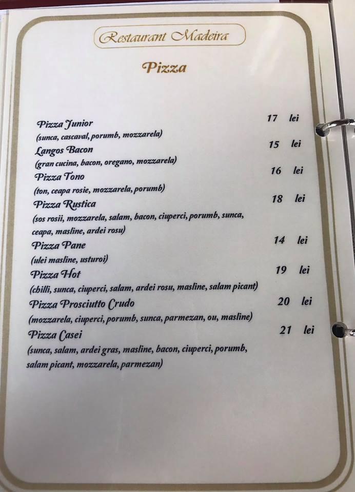 Menu at Restaurant Madeira, Pecica
