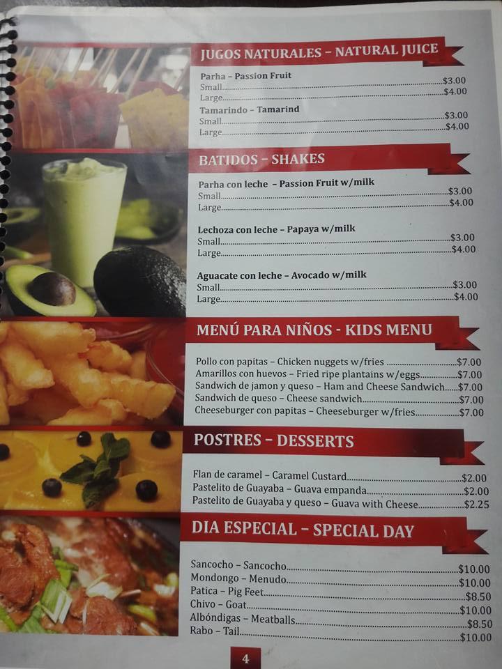 Menu at Rincón Criollo Restaurant, Grand Rapids