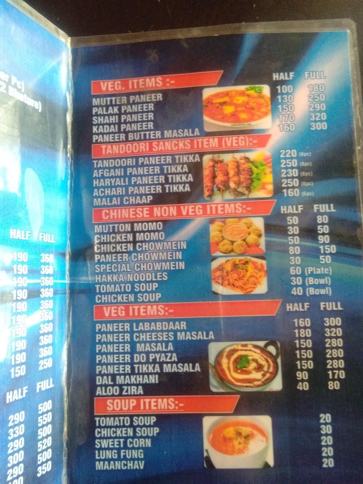 Menu at Tandoori Tadka, Dehradun