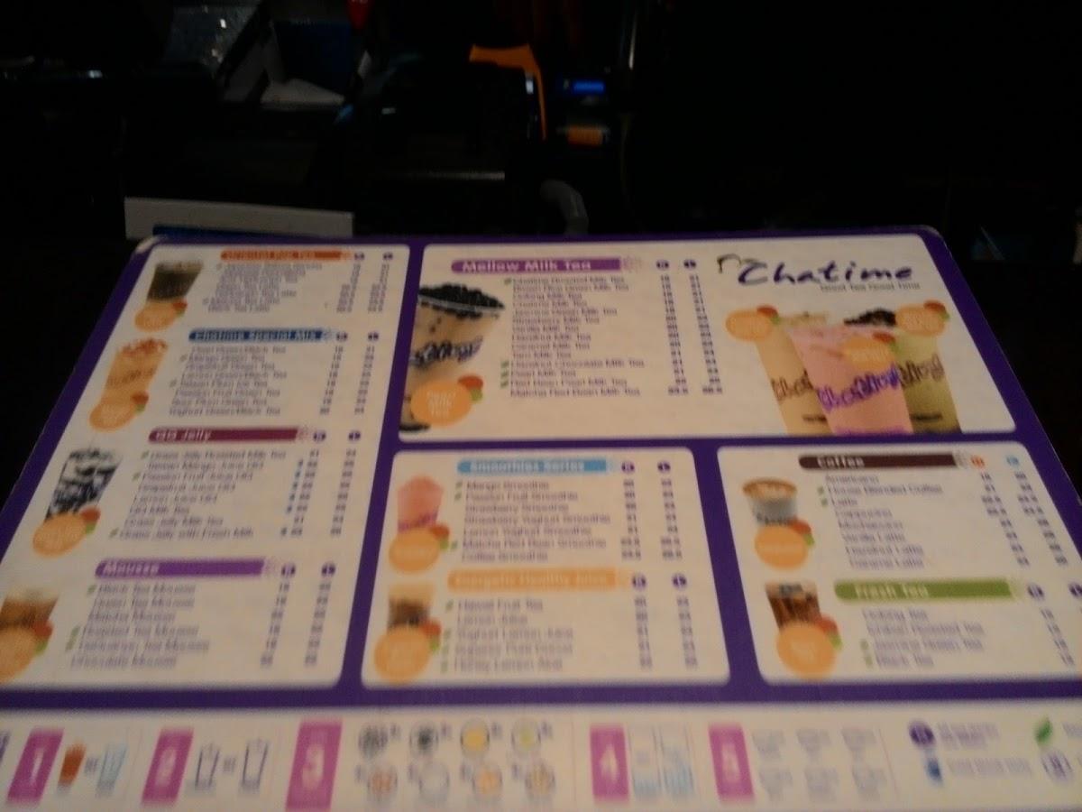 Menu at Chatime, Surabaya, Plaza Surabaya