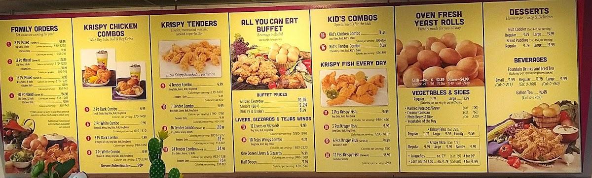 Меню фастфуда Hartz Chicken Buffet, Бренхем, TX-36 South
