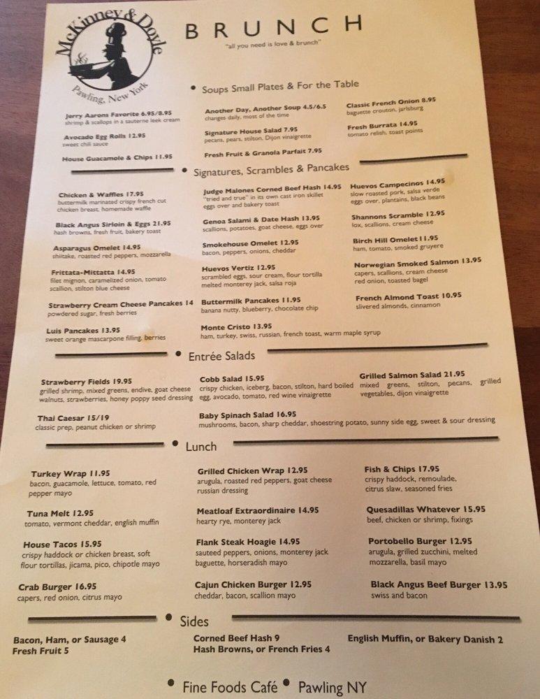 Menu at McKinney & Doyle Corner Bakery & Fine Foods Cafe, Pawling