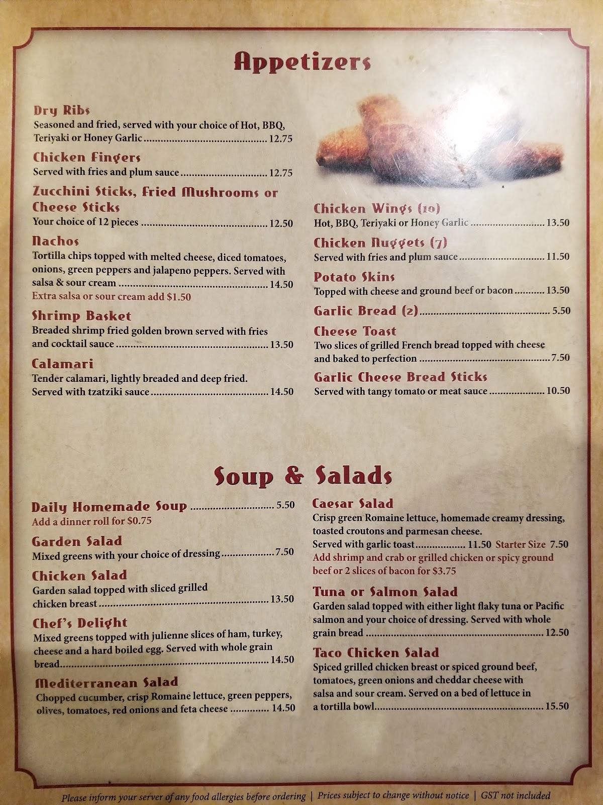 Menu at Travellers Restaurant - Valleyview, Valleyview