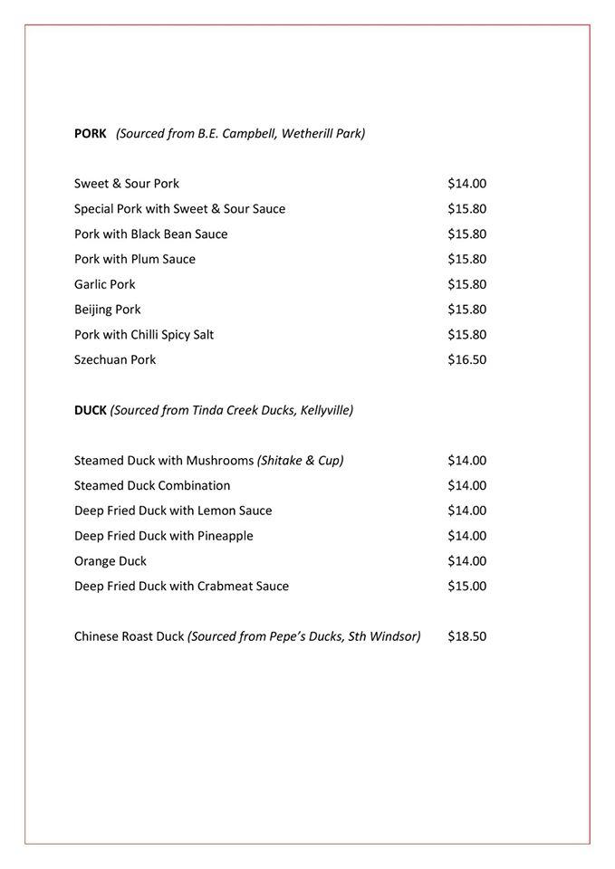 Menu at Windsor Chinese Restaurant, Windsor