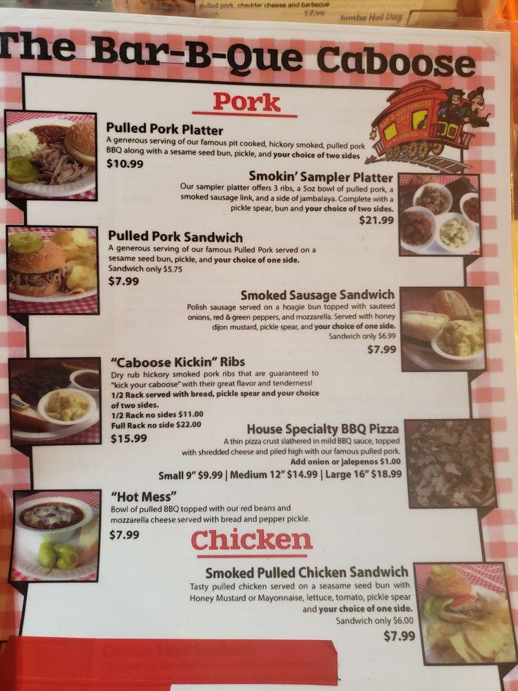 Menu at BBQ Caboose Cafe, Lynchburg, 217 Main St