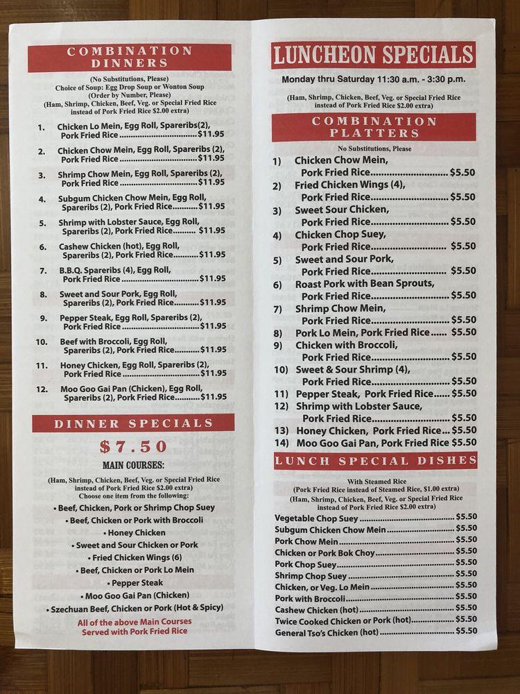 Menu at Canton Restaurant, Homestead