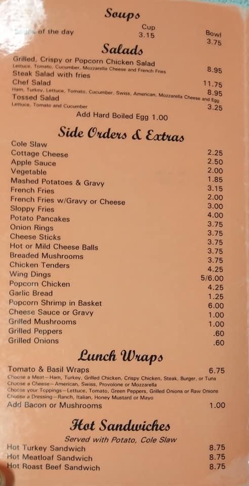 Menu at Happy Day Cafe, Leechburg