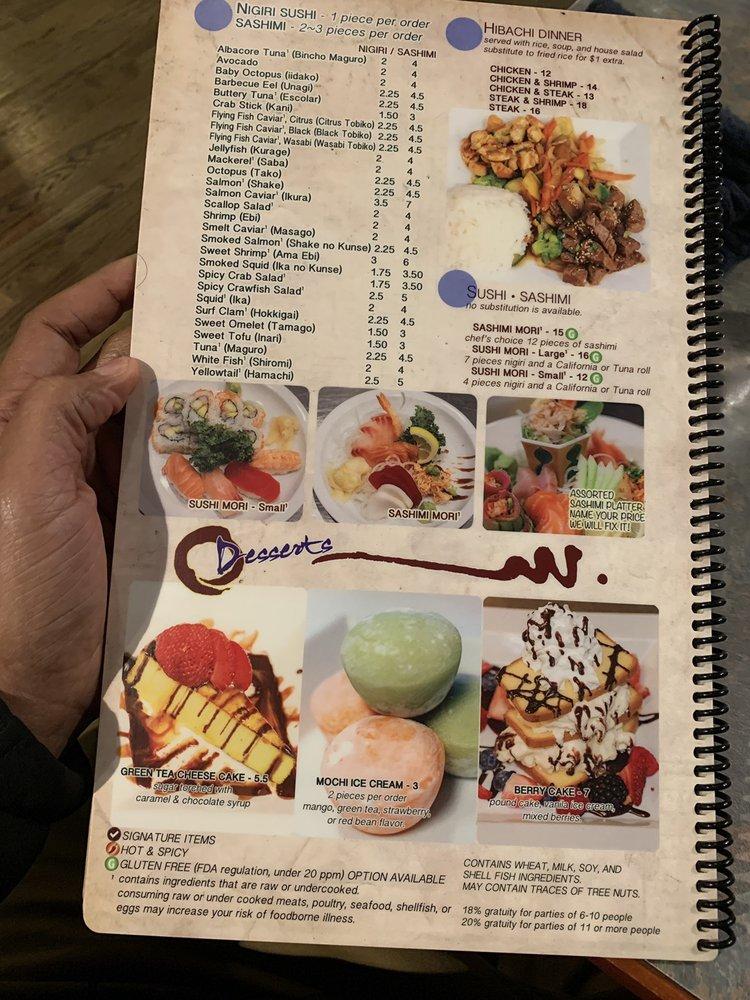 Menu at Miyako Sushi Group restaurant, Spartanburg