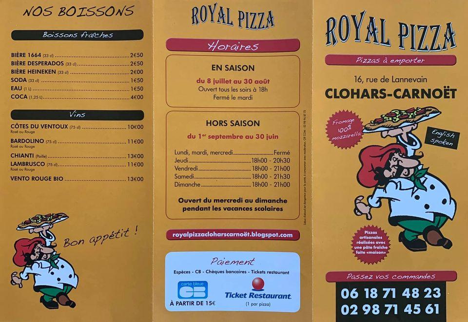 Menu at Royal Pizza pizzeria, Clohars-Carnoët