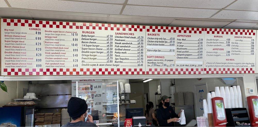 Menu at Super Burger Drive-in restaurant, Gilroy