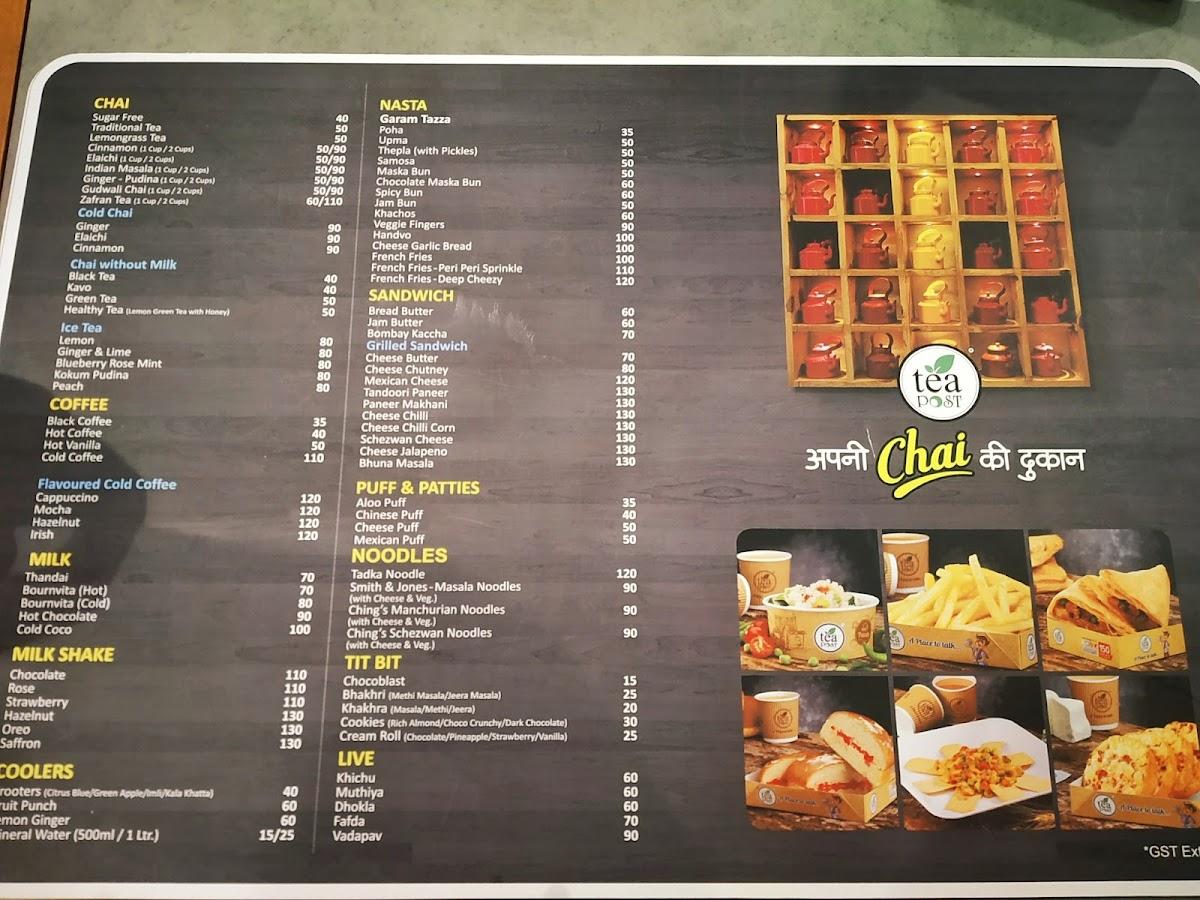 Menu at Tea Post (Shyamal), Ahmedabad