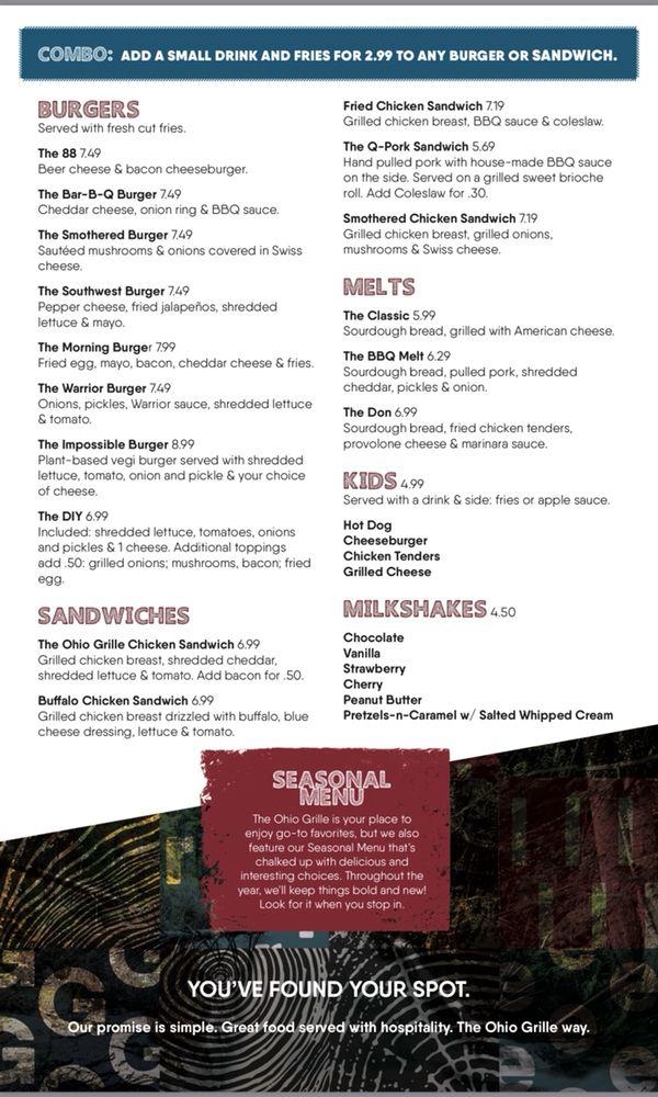 Menu at The Ohio Grille restaurant, Carrollton