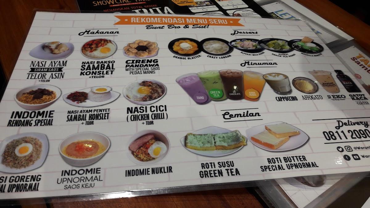 Carta del café Warunk Upnormal Pasirkaliki, Bandung, Jl. Pasir Kaliki ...
