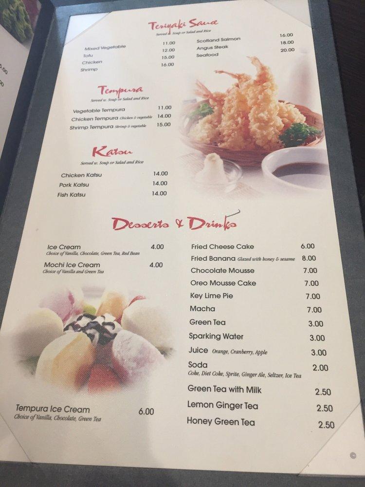 Menu at Geisha restaurant, New York City, Broadway