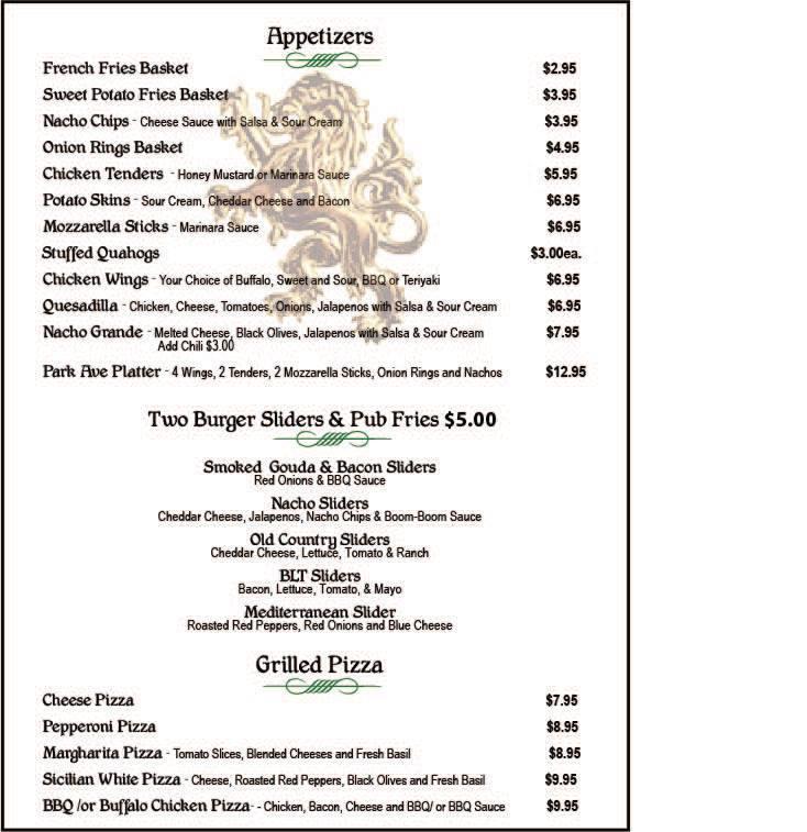 Menu at Legion Bowl pub & bar, Cranston