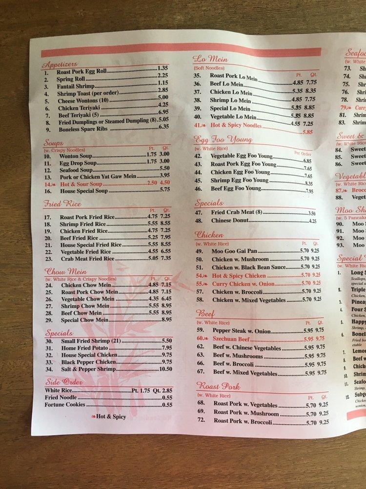Menu at Long Spring restaurant, Keyser