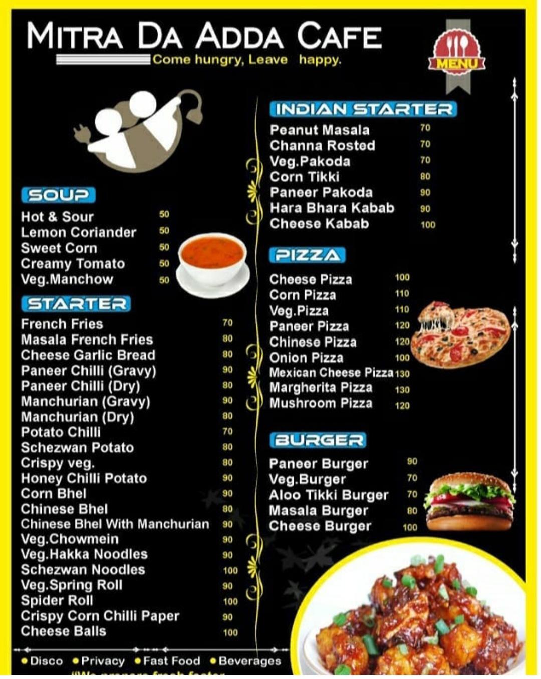 Menu at Mitra Da Adda Cafe, Bhinder