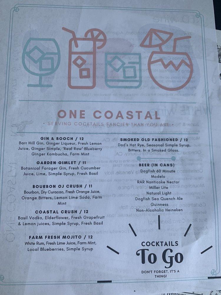 Menu at One Coastal restaurant, Fenwick Island
