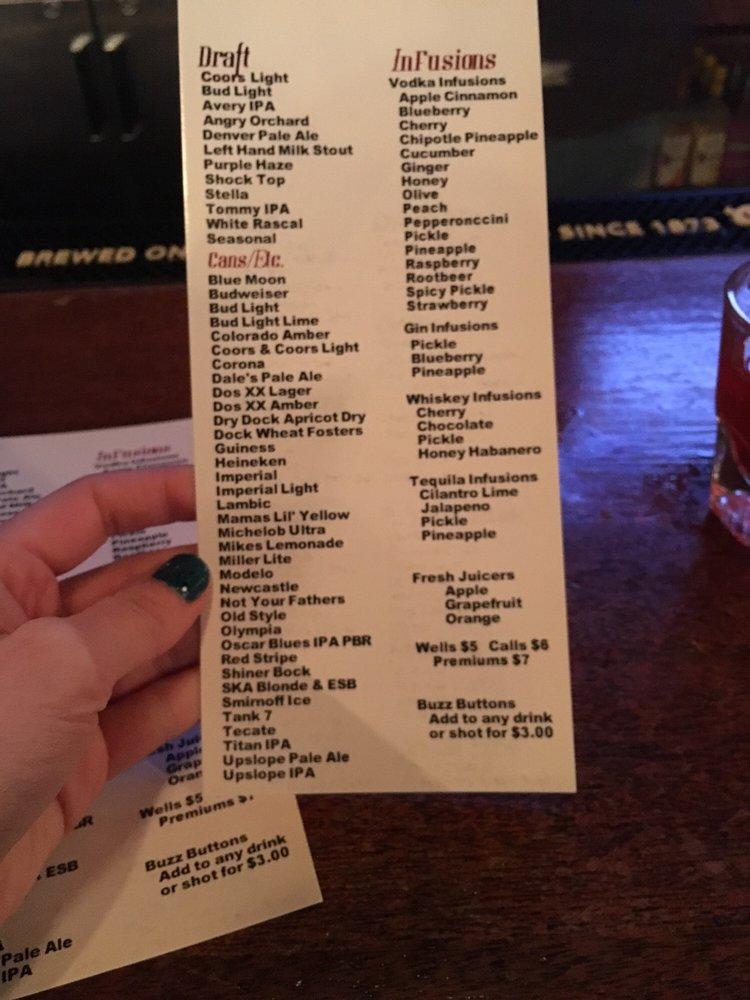Menu at The Refinery pub & bar, Denver