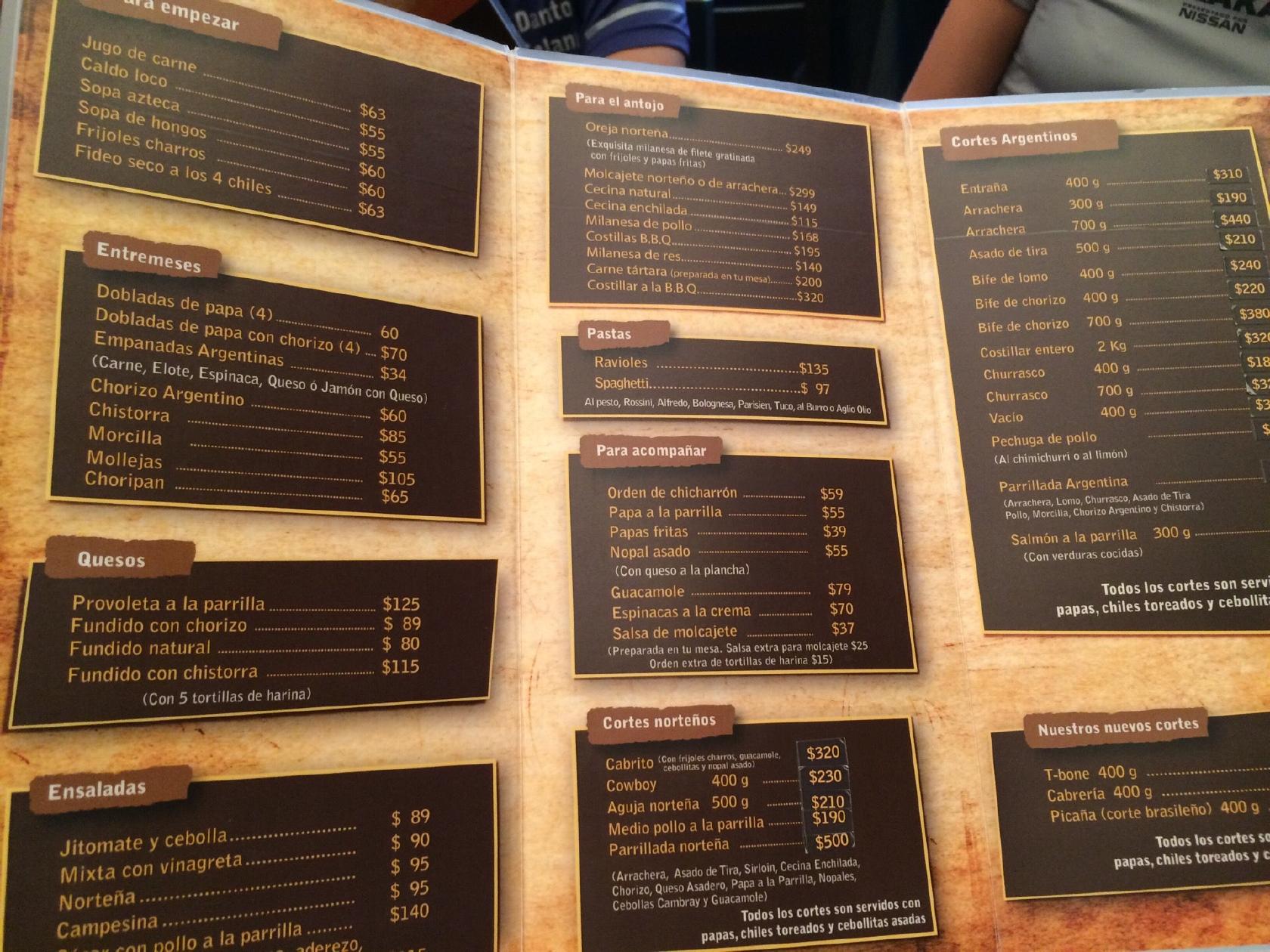 Carta de barbacoa El Gran Fogon, Ciudad de México