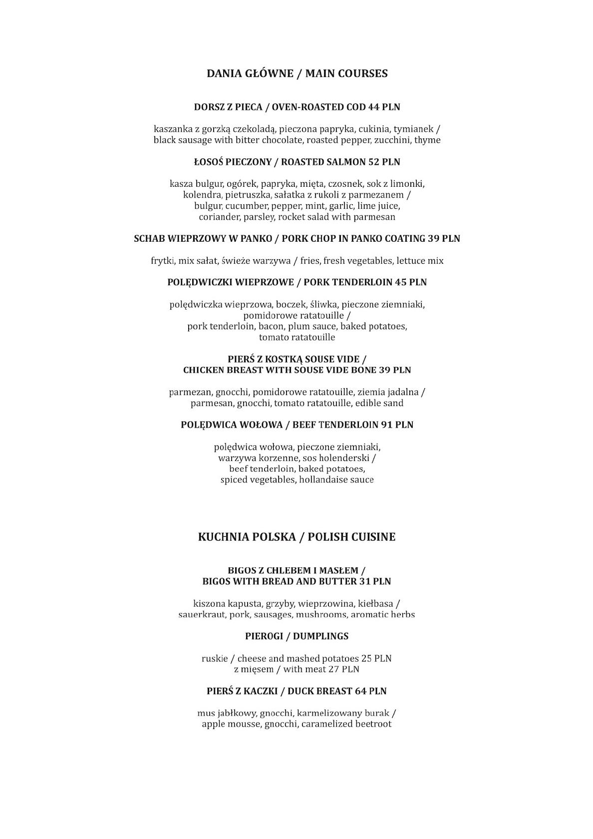 Menu at Mojito Cafe & Restaurant, Gdańsk