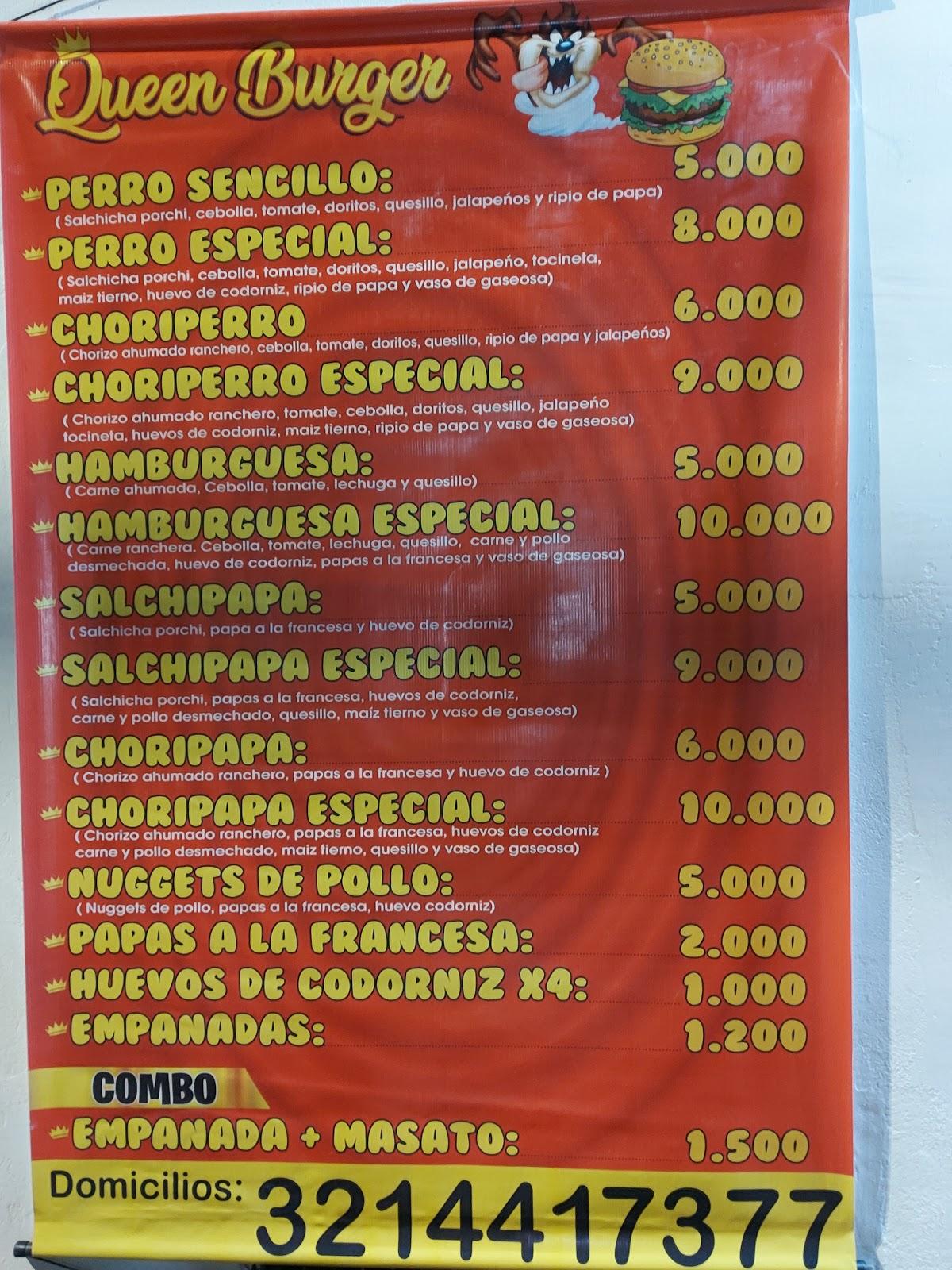 Carta del restaurante Queen Burger, Ibagué