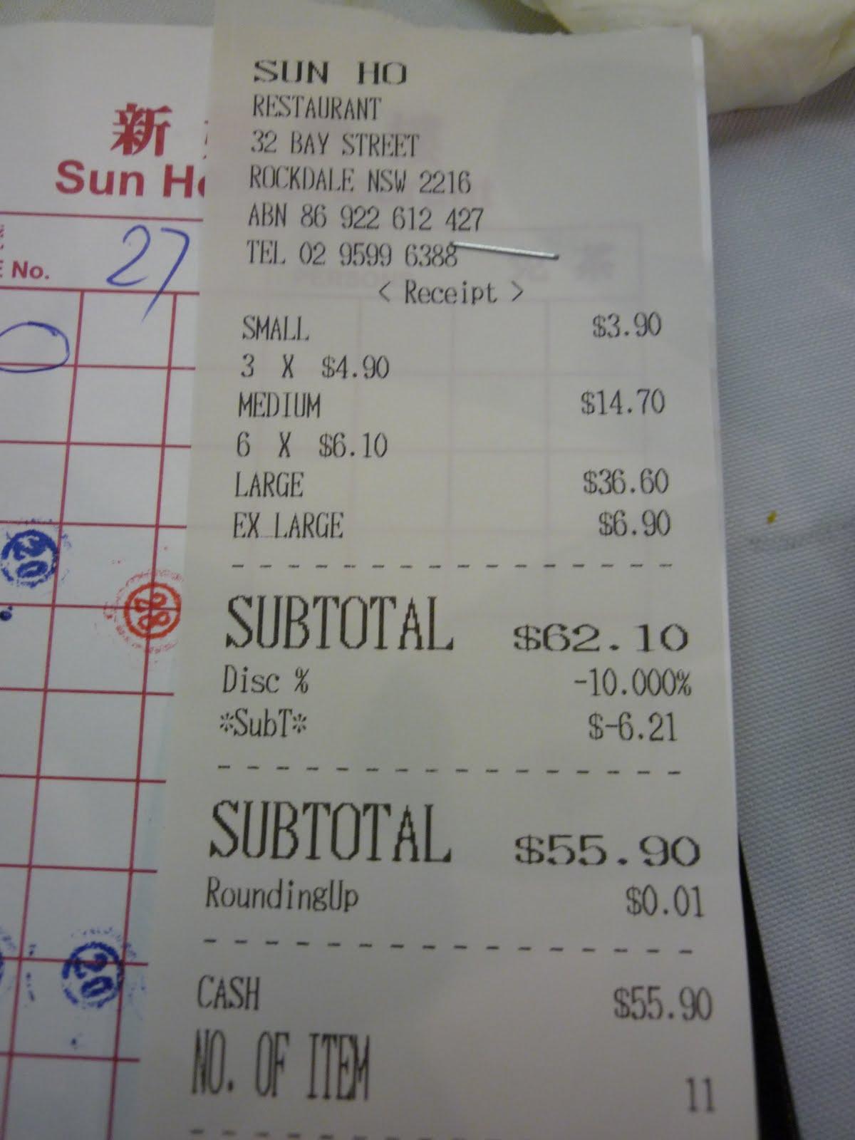 Menu at Sun Ho Restaurant, Campsie