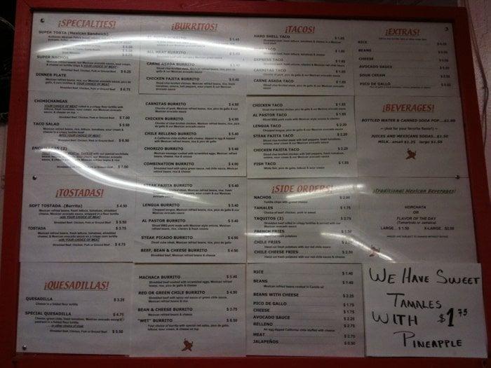 Menu at Super Torta restaurant, Oregon City