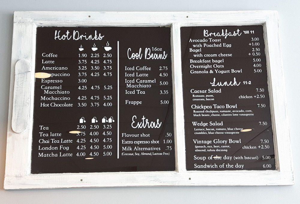 Menu at Vintage Coffee Bar, Didsbury